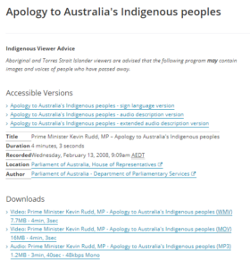 Apology to Australia’s Indigenous peoples. Transcript of Speech by ...