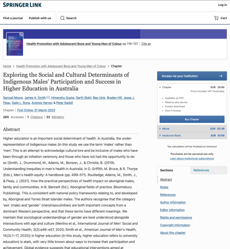 Exploring the Social and Cultural Determinants of Indigenous Males ...