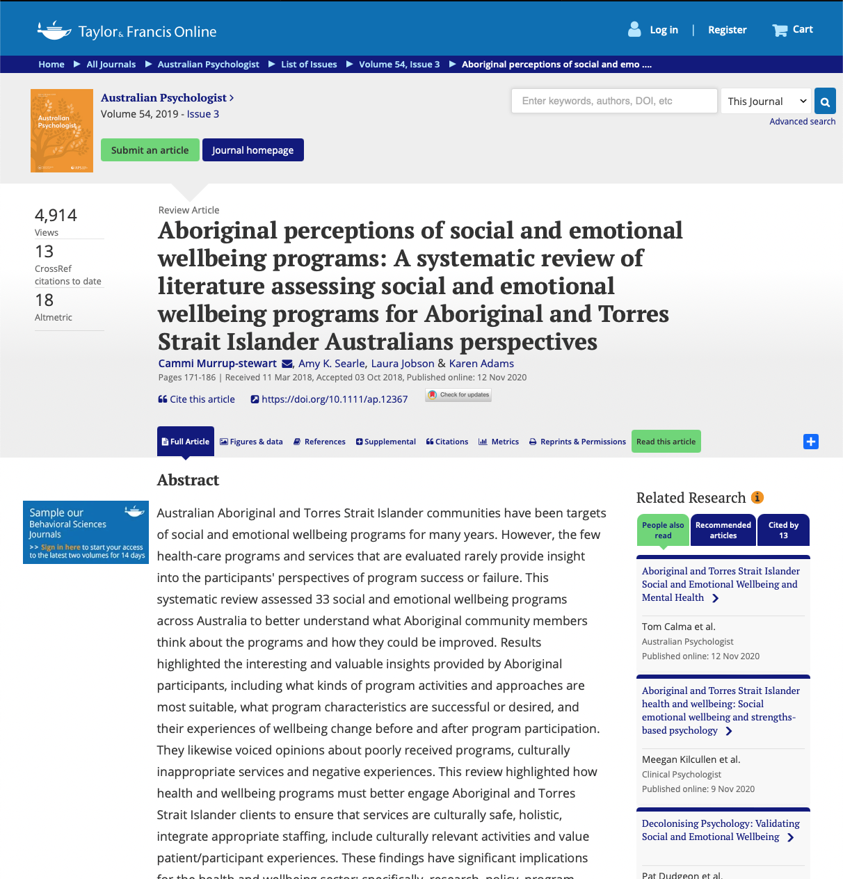 Aboriginal perceptions of social and emotional wellbeing programs: A ...