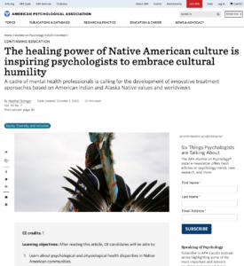 The healing power of Native American culture is inspiring psychologists ...
